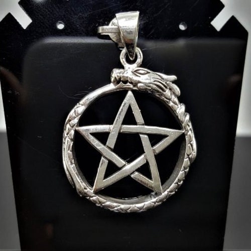 Pentagram Snake 925 Sterling Silver Pendant Pentacle Star - Etsy