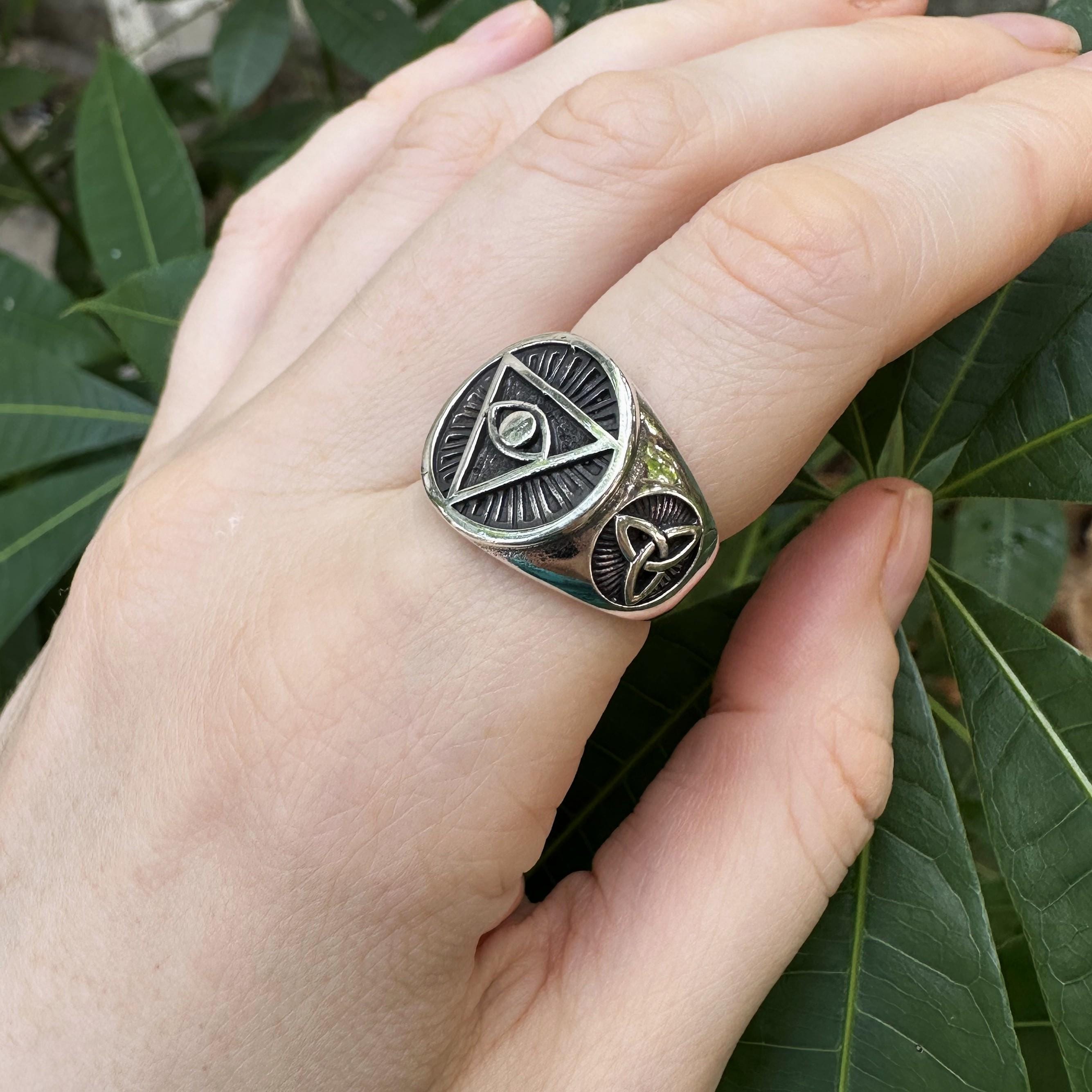 All Seeing Eye Pyramid STERLING SILVER 925 Ring Eye of Providence ...