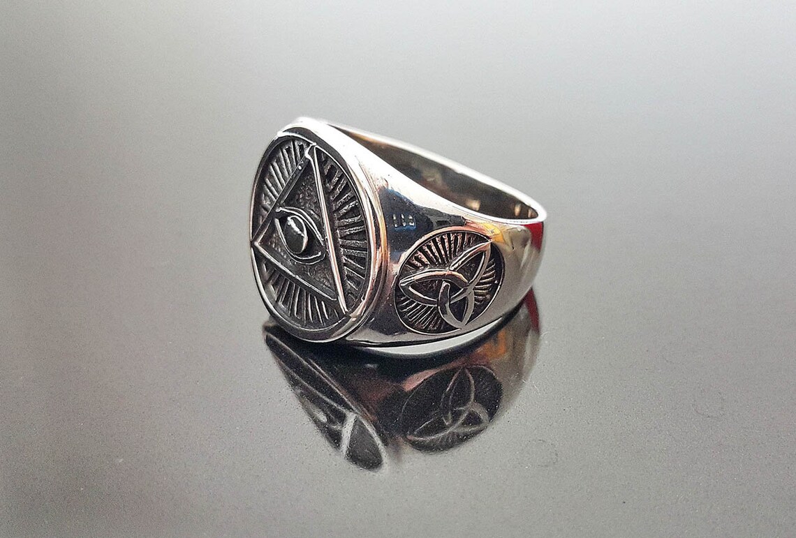 All Seeing Eye Pyramid STERLING SILVER 925 Ring Eye of - Etsy