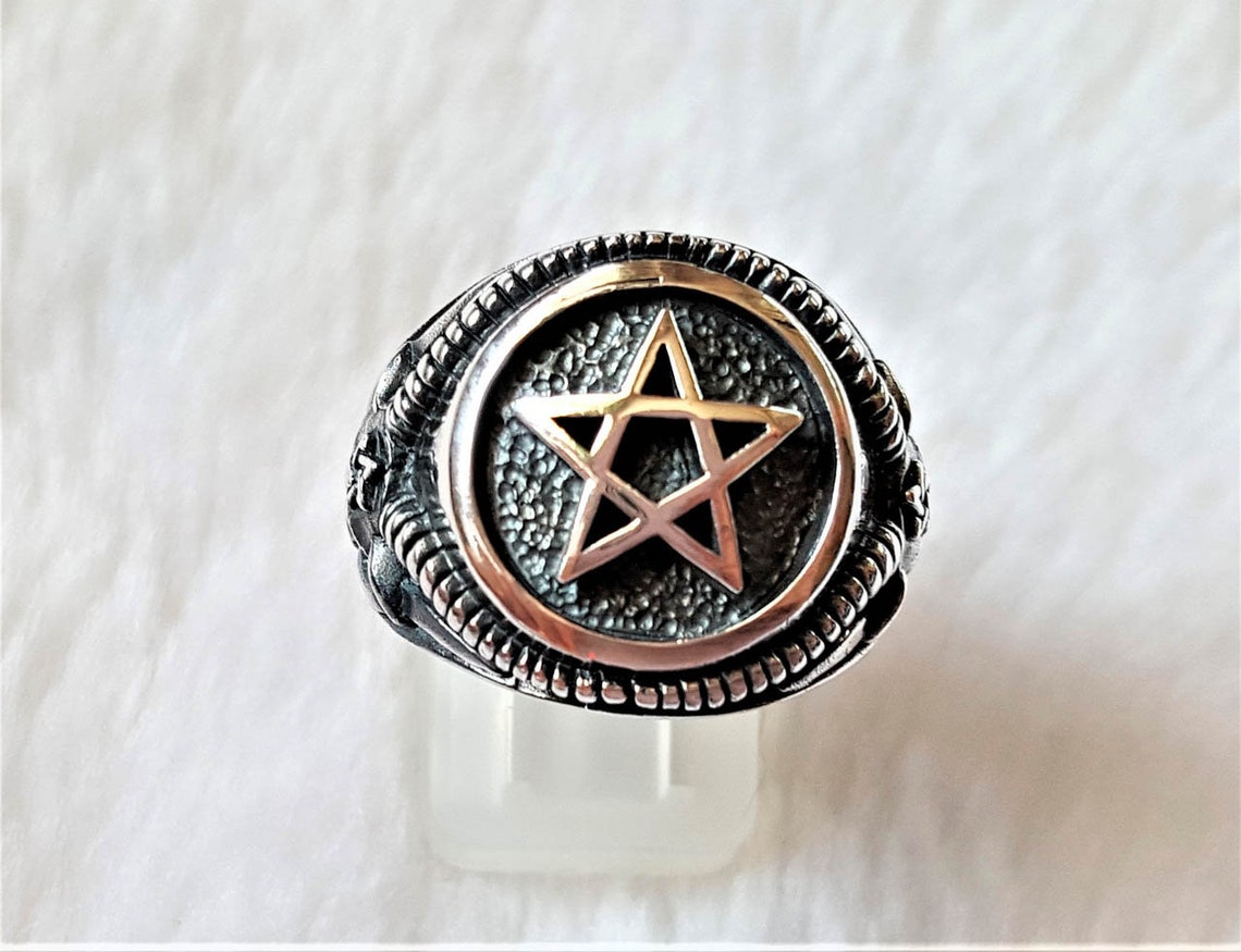 Pentagramm Stern Ring 925 Sterling Silber Ram es Head Okkult - Etsy.de