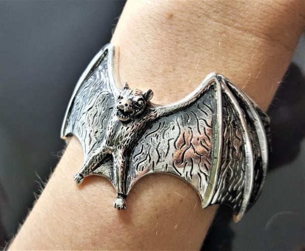 Bat Bracelet 925 Sterling Silver Cuff Vampire Goth Rock Biker Exclusive ...