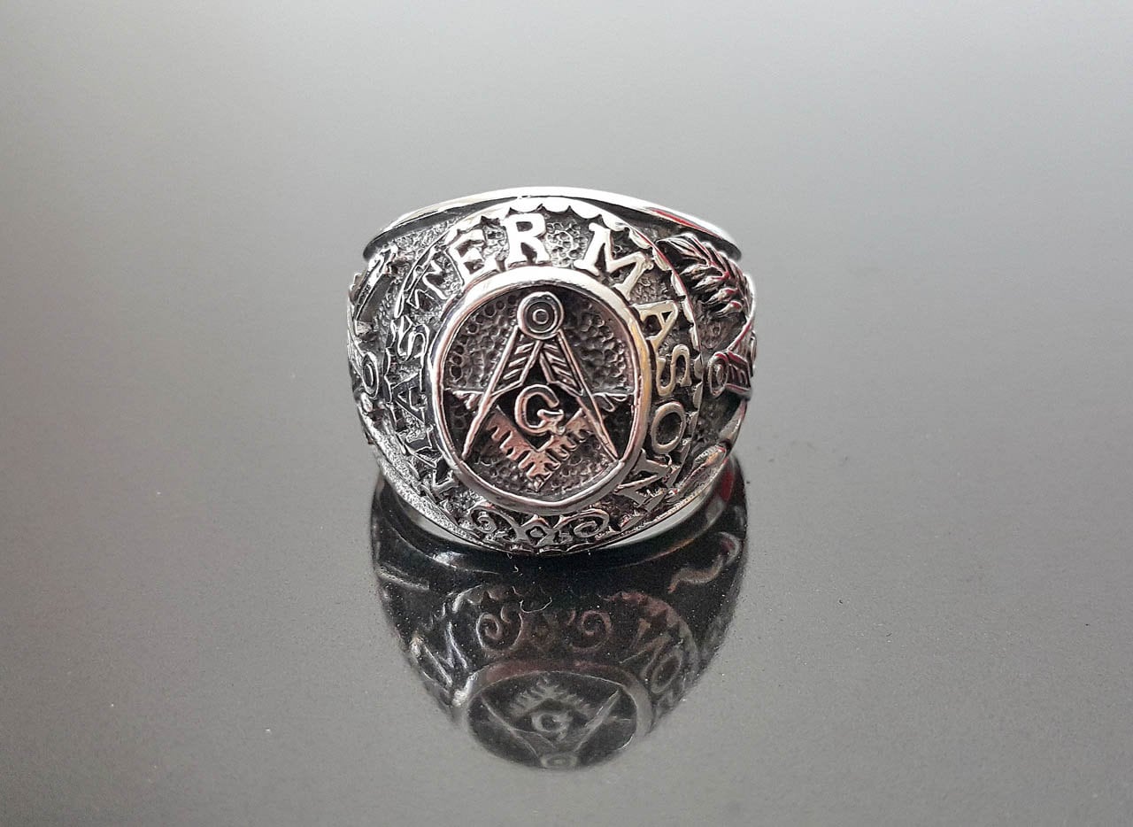 Masonic Ring Sterling Silver 925 MASTER MASON Masonic Compass Sacred ...