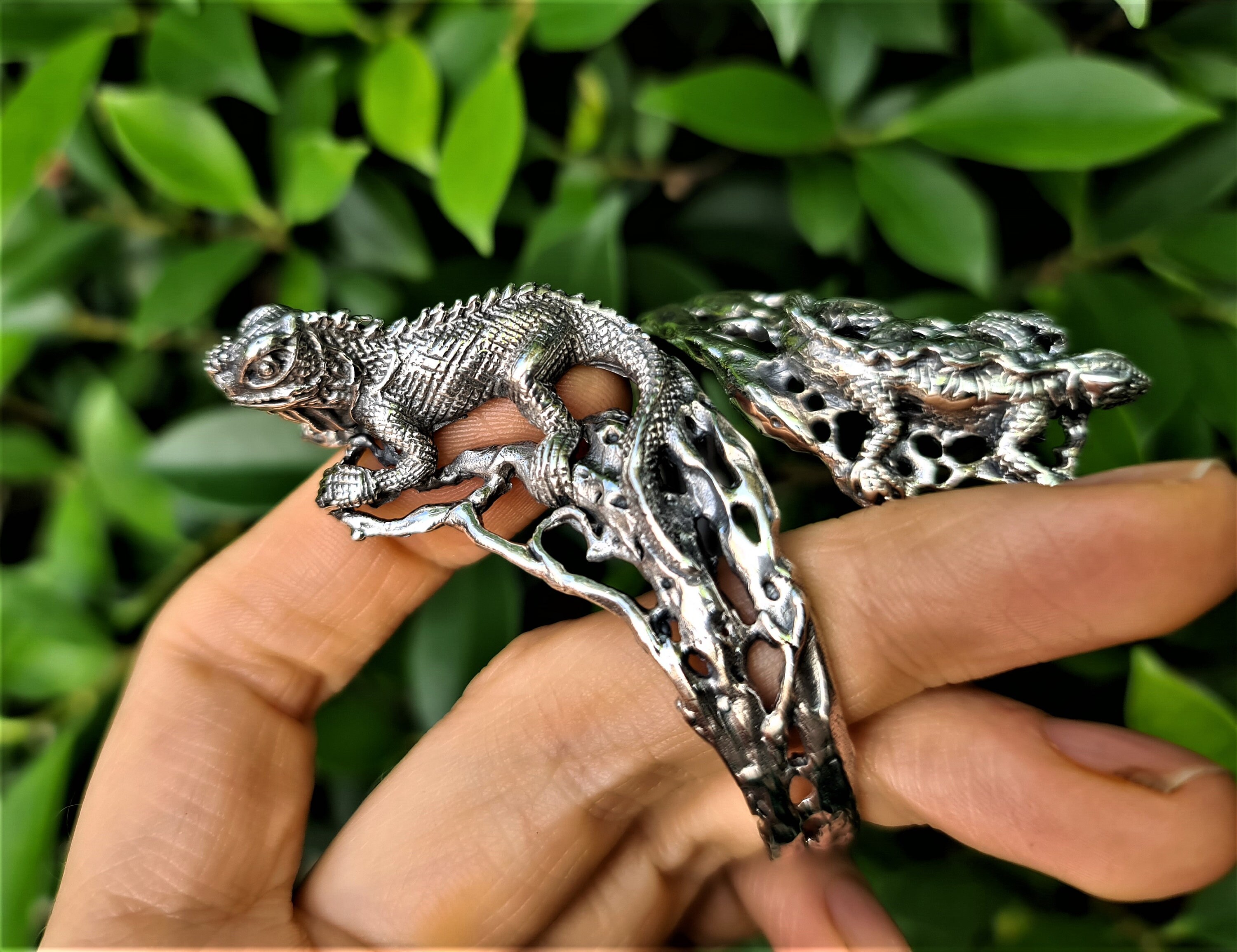 Iguana Lizard Bracelet STERLING SILVER 925 Exclusive Design | Etsy