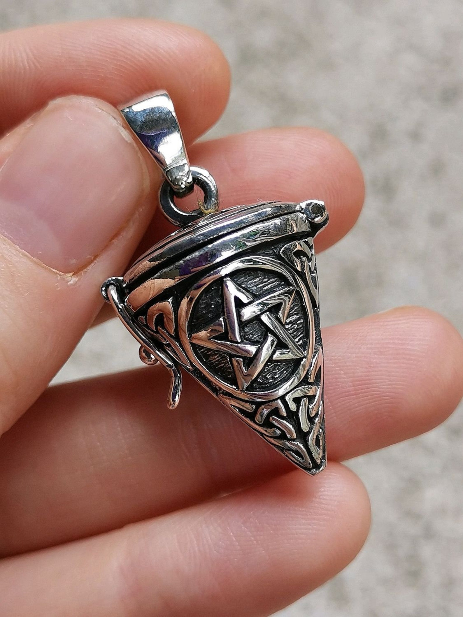Pentagram Locket Pendant 925 Sterling Silver Star Trinity Celtic Knot ...