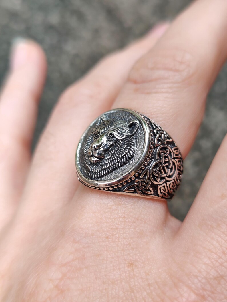 Bear Head Ring 925 STERLING SILVER Bear Paw Norse Mythology Celtic ...