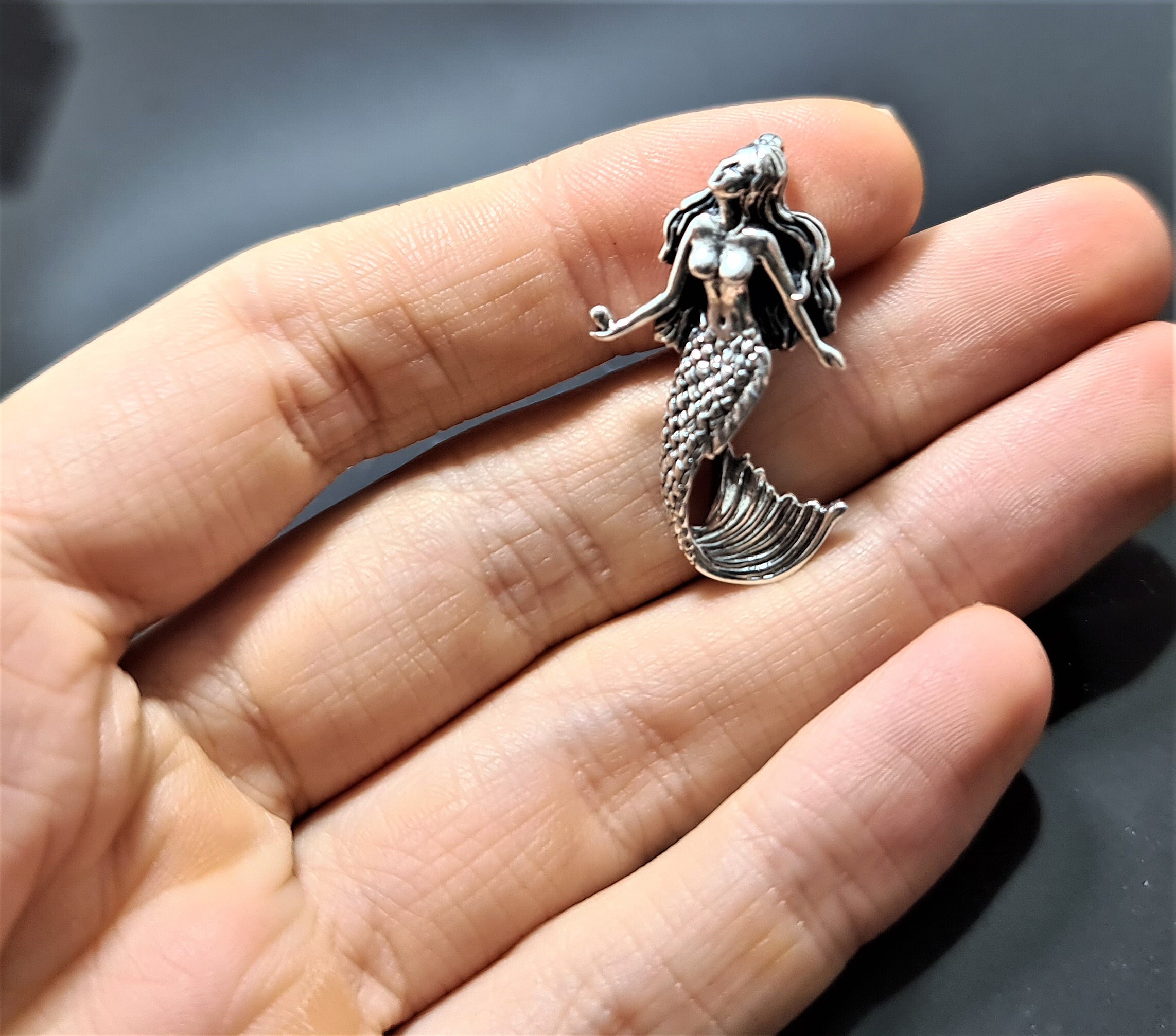 Mermaid Pendant STERLING SILVER 925 Siren Ocean Creature | Etsy