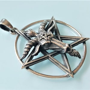 Baphomet Pendant STERLING SILVER 925 Pentagram Star Occult Sacred ...