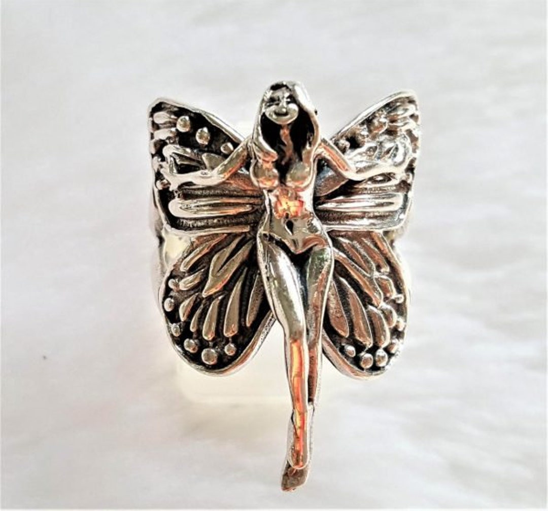 Fairy Elf Ring STERLING SILVER 925 Butterfly Angel Wings - Etsy