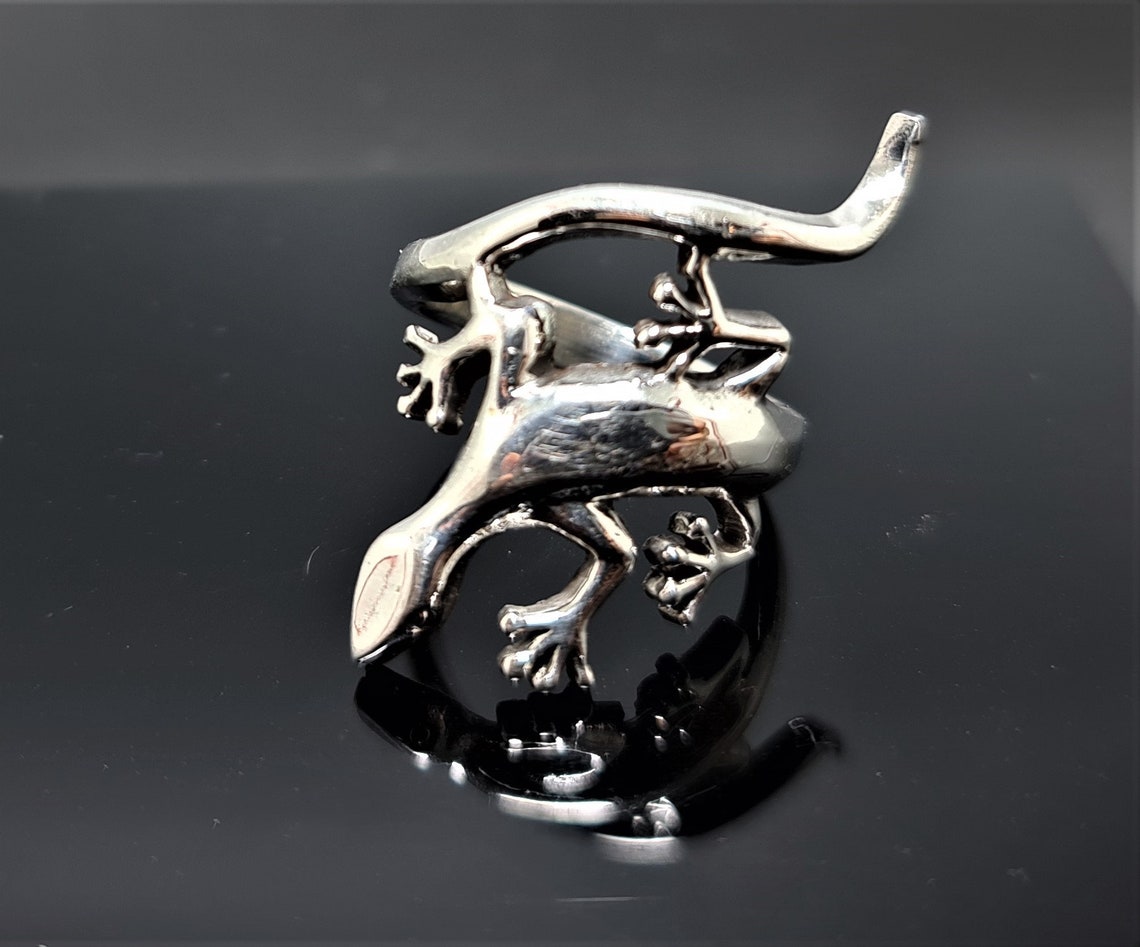 Lizard Ring STERLING SILVER 925 Gecko Lizard Handmade Animal - Etsy