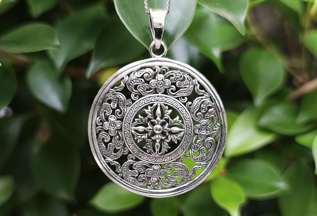Tibetan Double Dorje Vajra Pendant STERLING SILVER 925 Dorje Buddhist ...