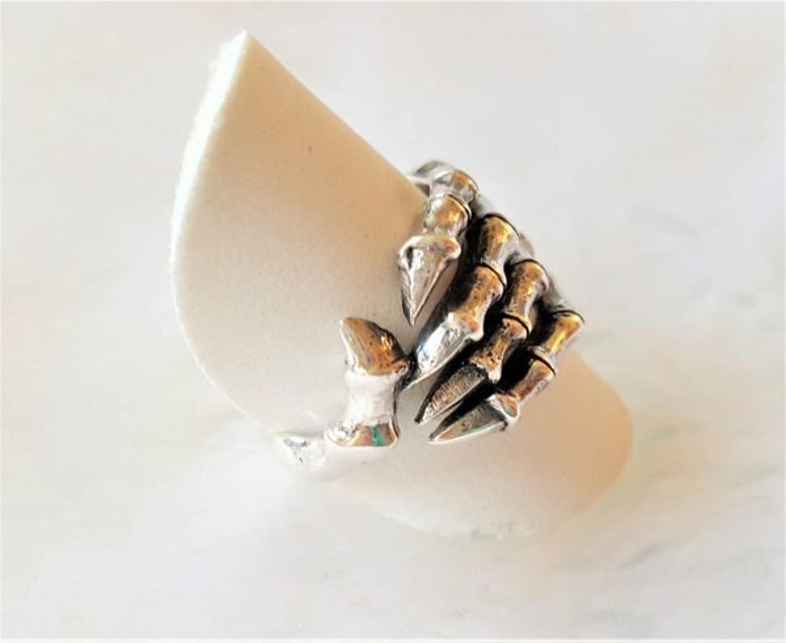Skeleton Hand Ring 925 Sterling Silver Skull Punk Goth Rock - Etsy
