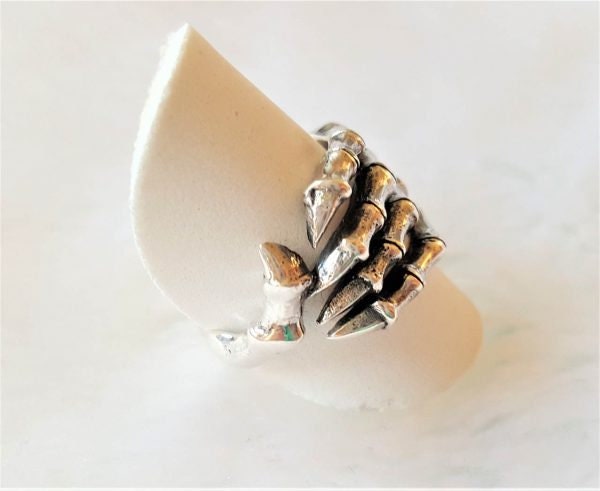 Skeleton Hand Ring 925 Sterling Silver Skull Punk Goth Rock - Etsy