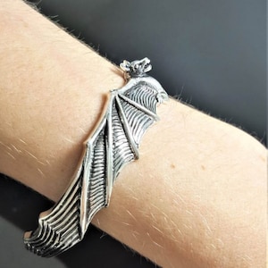 Bat Bracelet 925 Sterling Silver Bat Cuff Vampire Goth Rock - Etsy