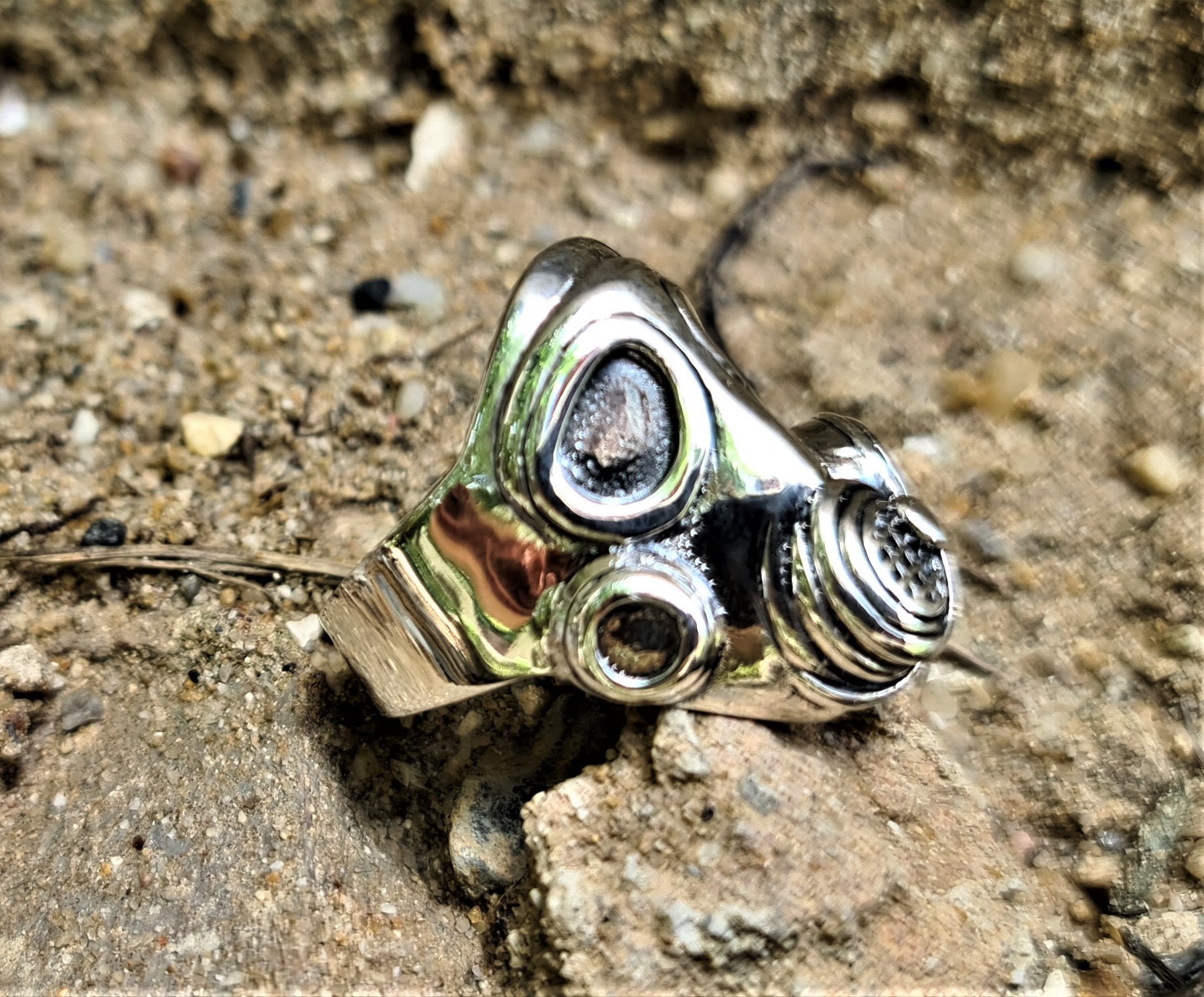 Gas Mask Ring STERLING SILVER 925 Apocalypse Jewlery Fetish | Etsy
