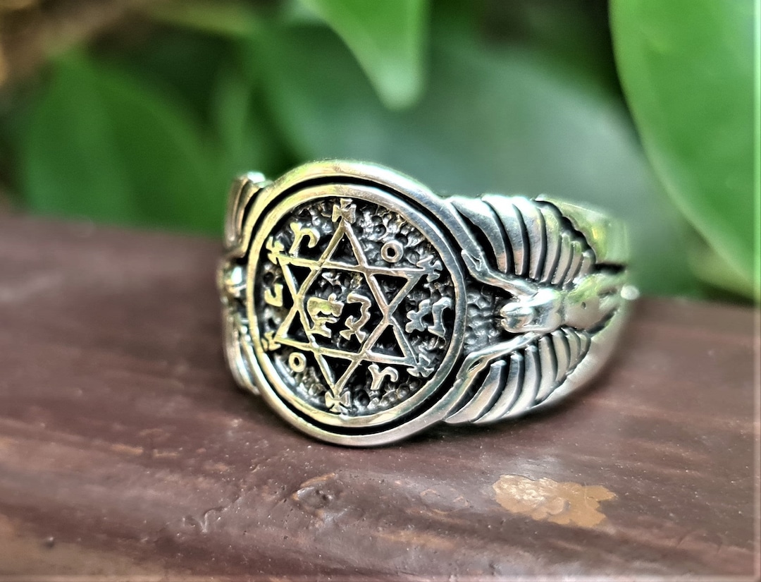 Star of David Ring 925 STERLING SILVER Hexagram Solomon Seal Hermetic ...