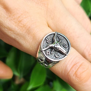 Baphomet Ring 925 Sterling Silver Pentagram Occult Gothic Medieval ...