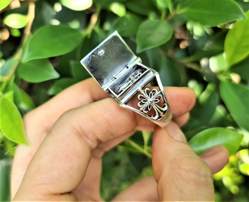 Gothic Cross Locket Ring STERLING SILVER 925 Holy Book Hidden - Etsy