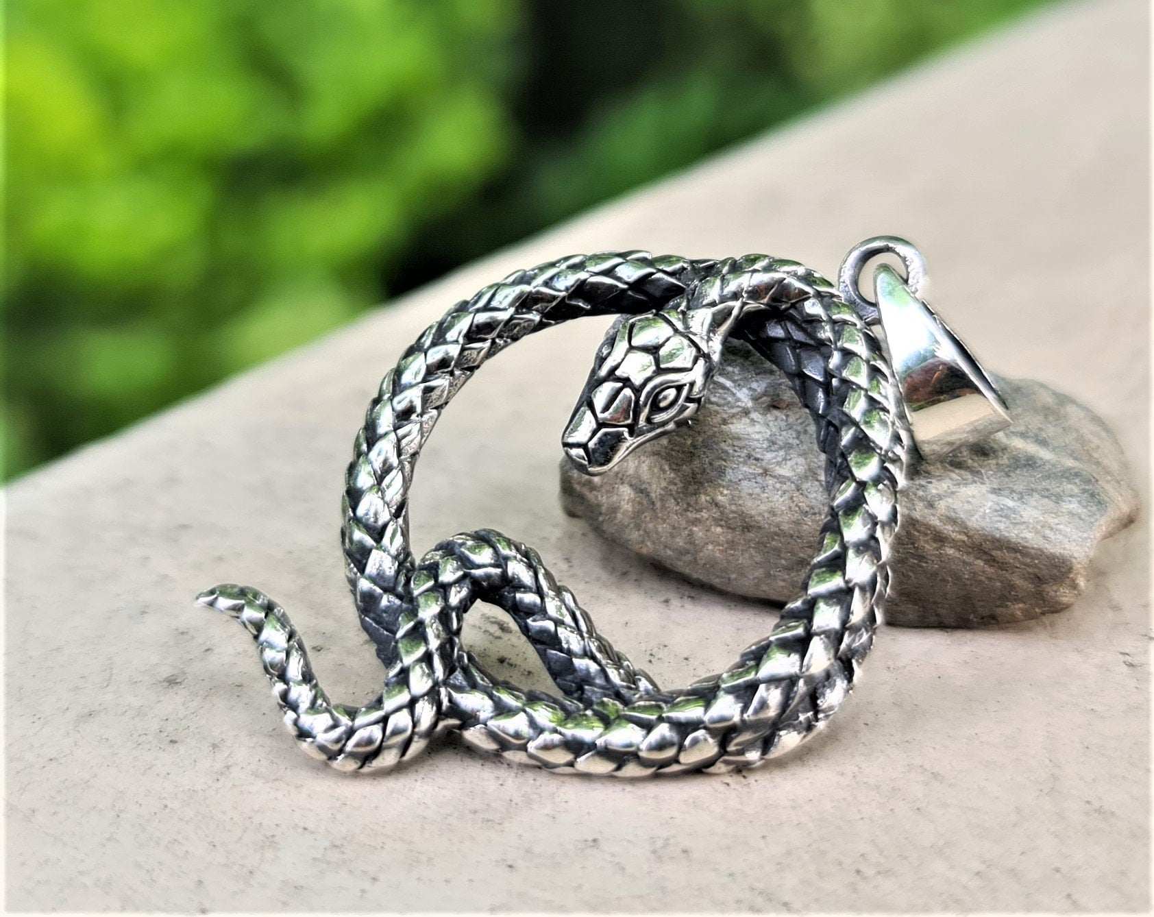 Snake Pendant 925 STERLING SILVER Kundalini Swirl Occult - Etsy UK