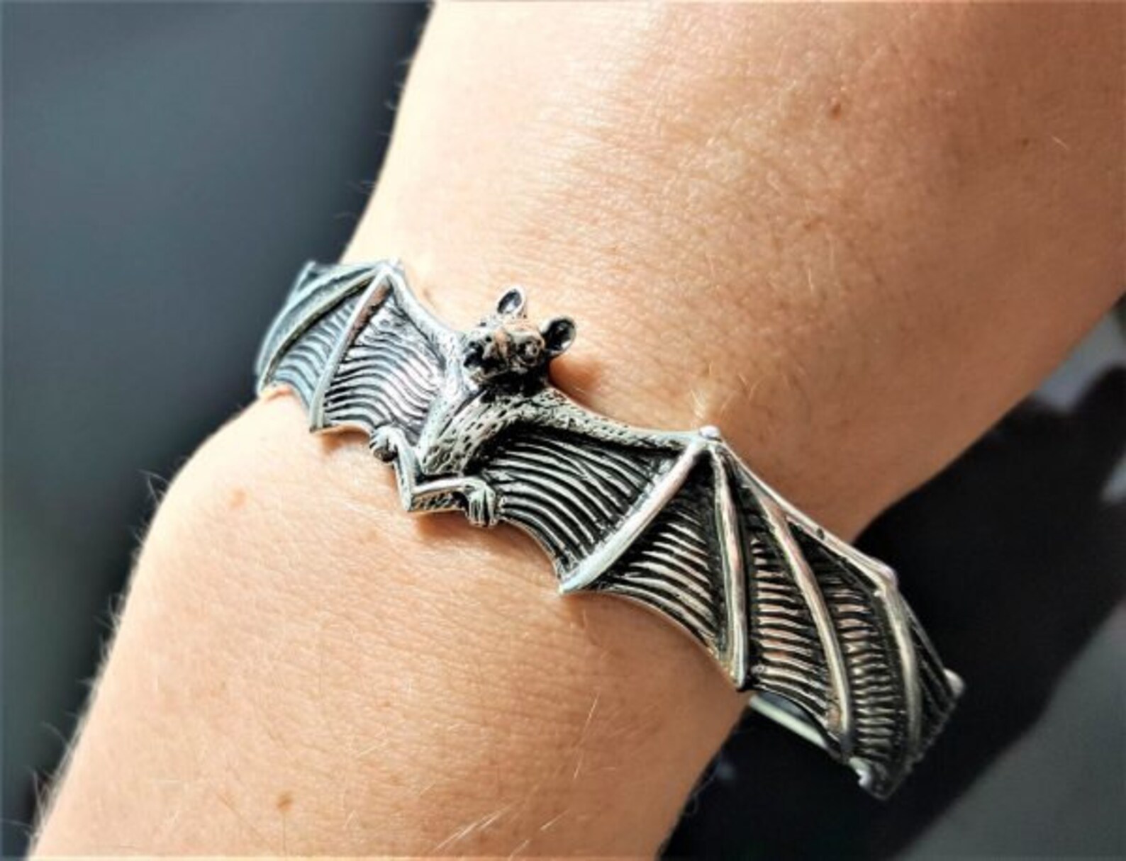 Bat Bracelet 925 Sterling Silver Bat Cuff Vampire Goth Rock - Etsy