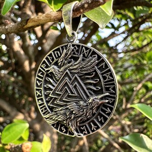 Valknut Huginn and Muninn Runic Pendant STERLING SILVER 925 Runes ...