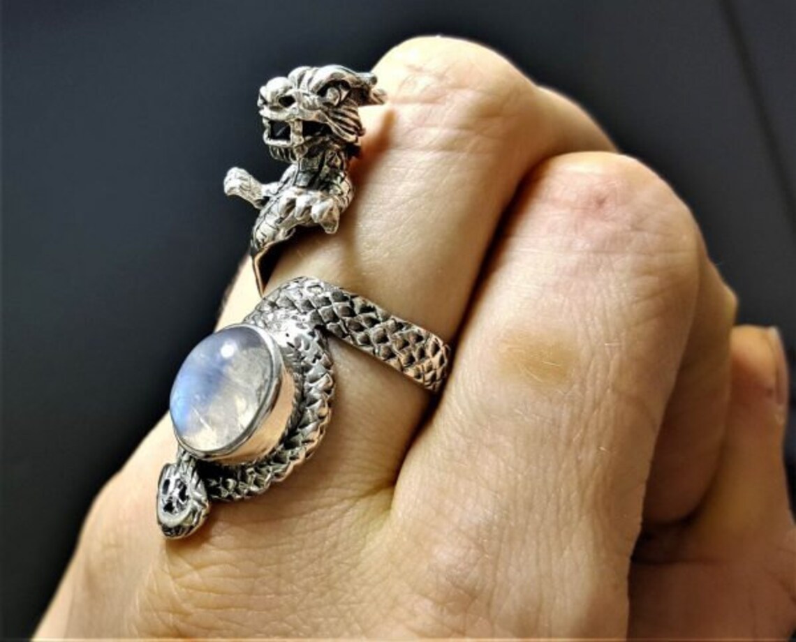 Dragon Ring 925 Sterling Silver Chinese Dragon Natural | Etsy