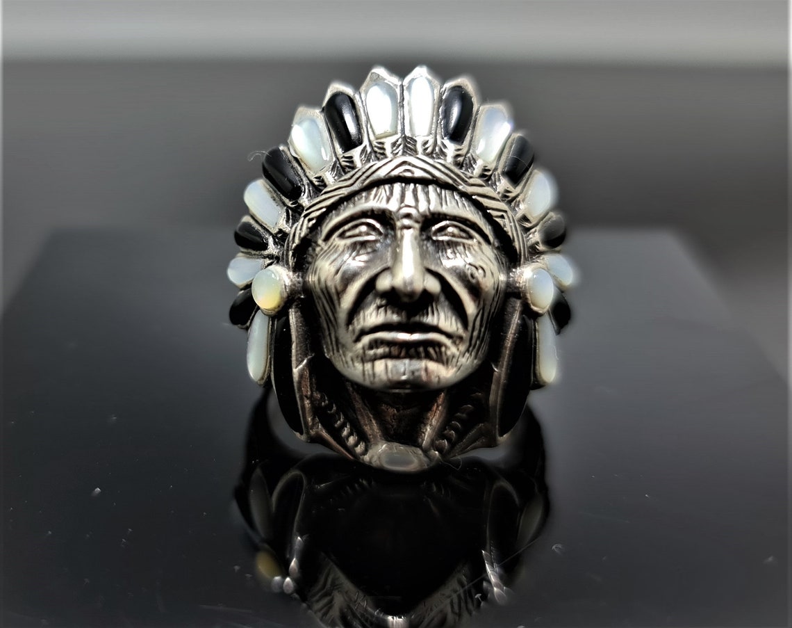 American Indian Chief Warrior Ring STERLING SILVER 925 Natural - Etsy
