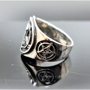 Sigil of Baphomet Inverted Pentagram Ring 925 Sterling Silver Occult Talisman Mystical Symbol of ...