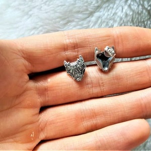Fenrir Wolf Stud Earrings STERLING SILVER 925 Viking Talisman ...