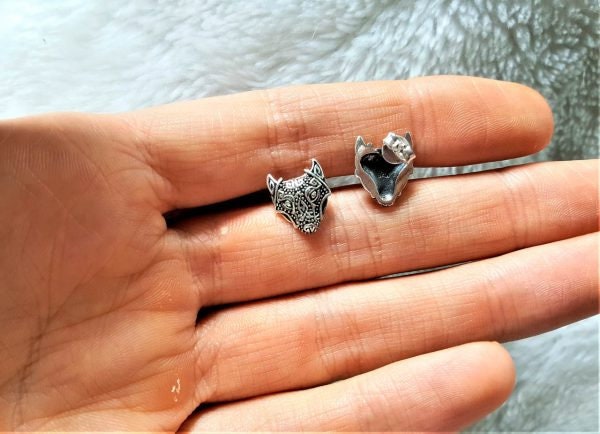 Fenrir Wolf Stud Earrings STERLING SILVER 925 Viking Talisman ...