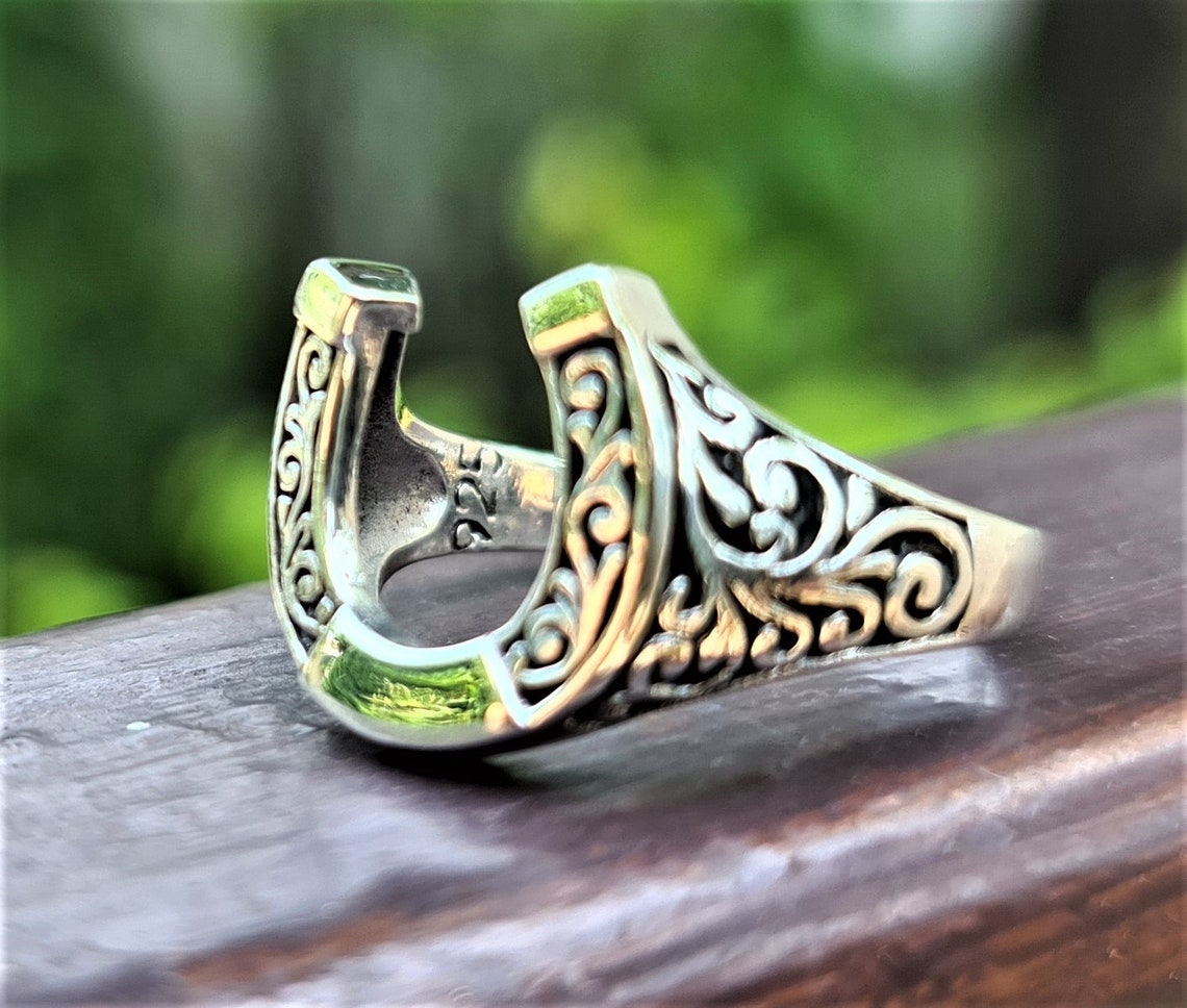Horse Shoe Ring STERLING SILVER 925 Lucky Horseshoe Good Luck - Etsy