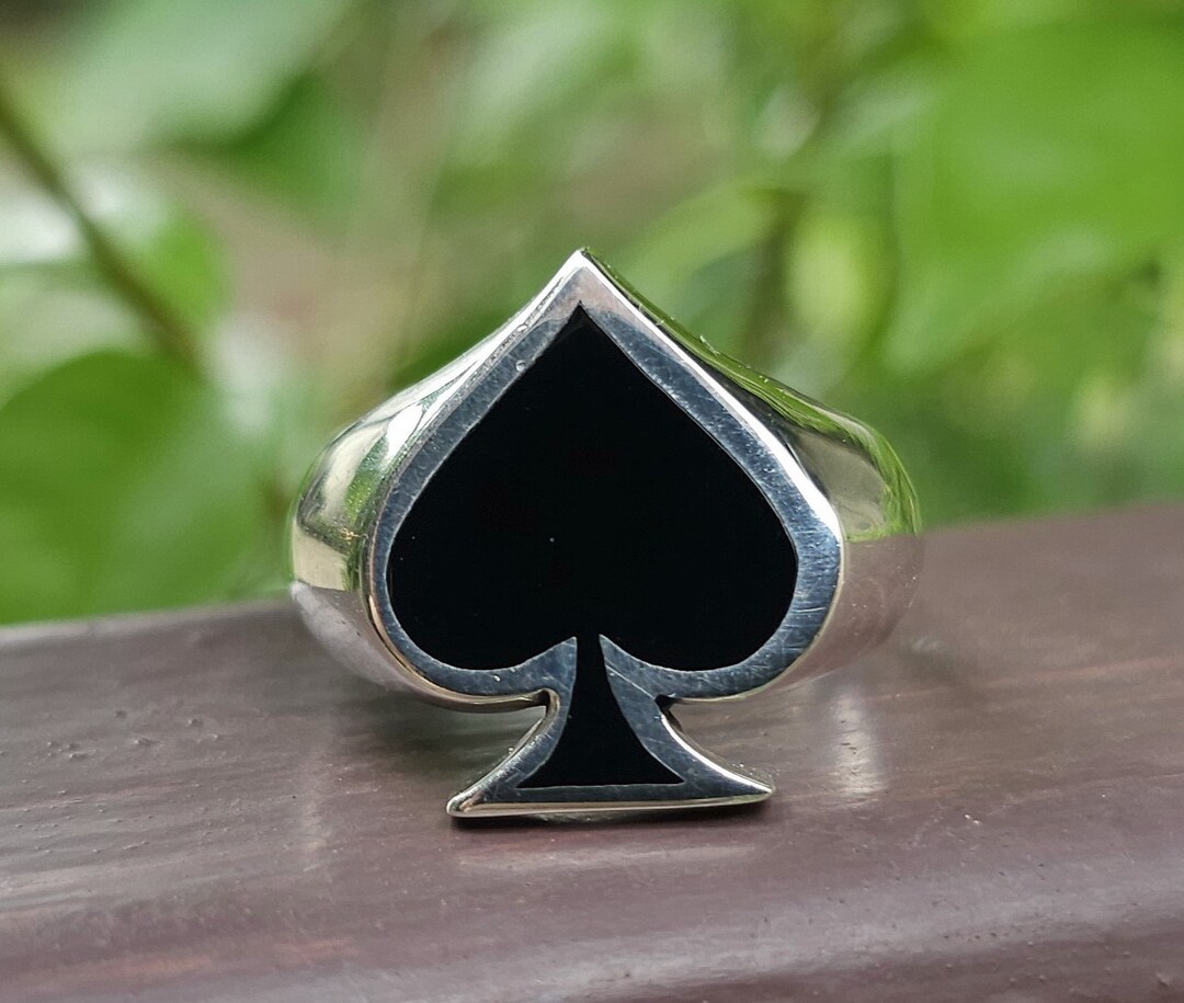 Ace of Spades Ring 925 STERLING SILVER Winner Lucky Good Luck Poker ...