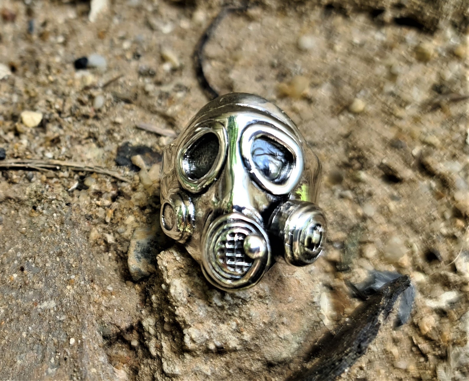 Gas Mask Ring STERLING SILVER 925 Apocalypse Jewlery Fetish | Etsy