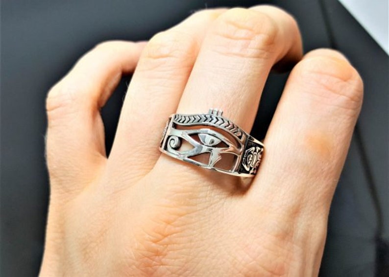 Eye of Horus Ring STERLING SILVER 925 Ancient Egyptian Symbols | Etsy