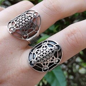 Metatron Cube Ring STERLING SILVER 925 Sacred Geometry Archangel ...