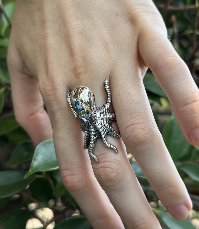 OCTOPUS RING 925 Sterling Silver Ocean Sea Animal Large Octopus ...