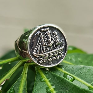 Sailboat Ring 925 Sterling Silver Sailing Ship Nautical Symbol Sailor ...
