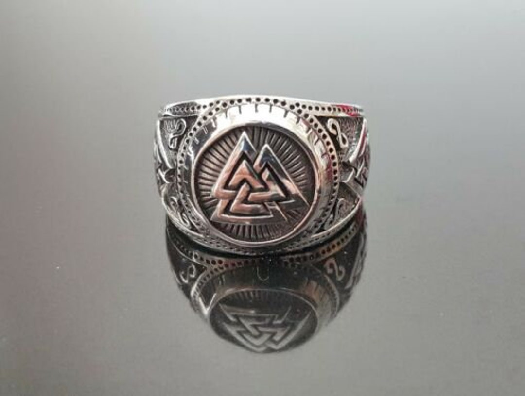 Valknut Ring STERLING SILVER 925 Viking Runic Odin Sacred Symbols ...