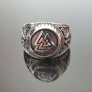 Valknut Ring STERLING SILVER 925 Viking Runic Odin Sacred Symbols ...