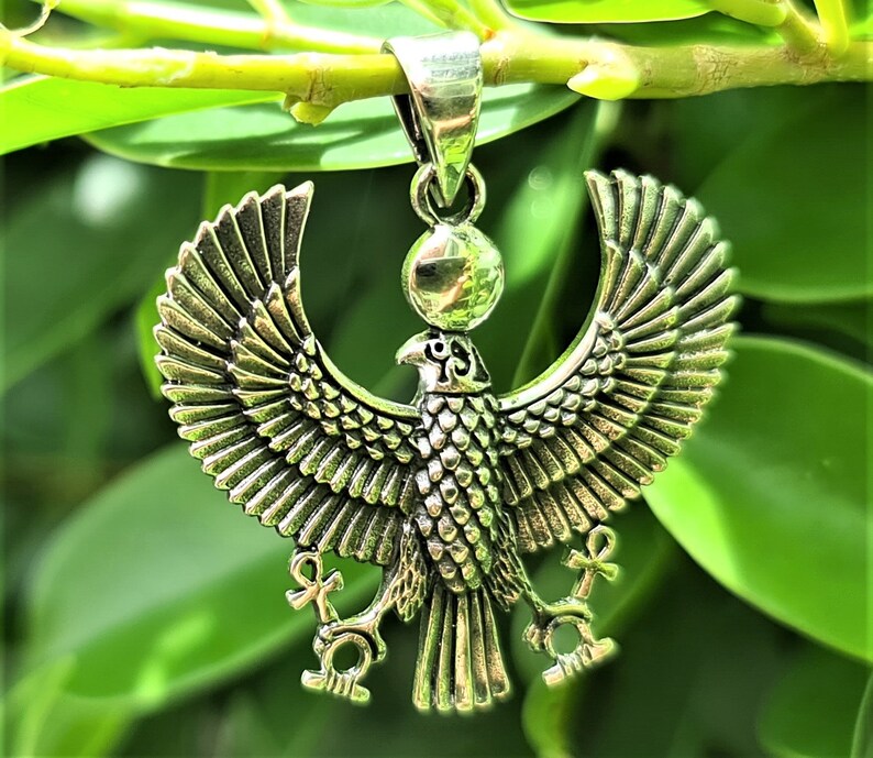 Sun God Ra Falcon Pendant STERLING SILVER Creator Falcon With Solar ...