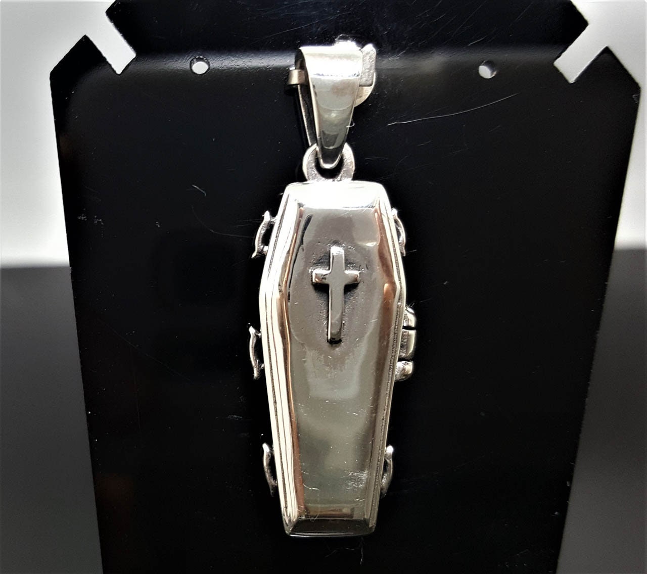 Coffin Locket Pendant STERLING SILVER 925 Gothic Charm Rock Punk Goth ...