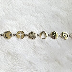 Sacred Symbols Bracelet Sterling Silver Unity CO-EXIST Yin Yang ...