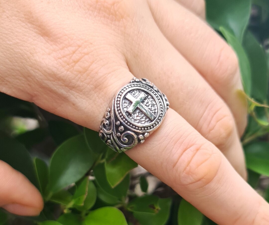 Massive Cross Ring 925 Sterling Silver Holy Cross Signet Christian ...