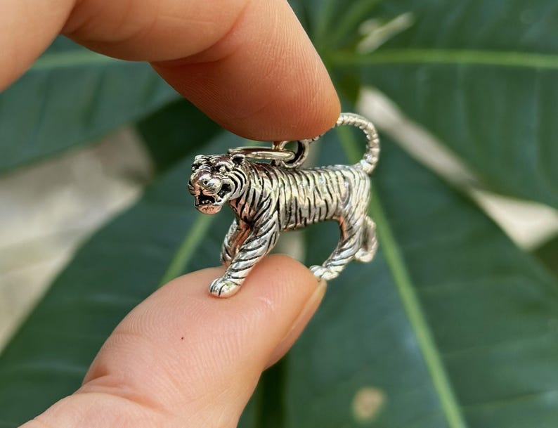 Tiger Pendant Solid 925 Sterling Silver 3D Tiger Big Cat Unisex ...