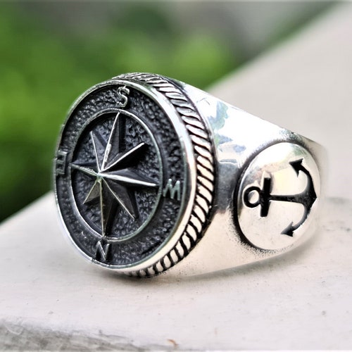 Anchor Nautical Ring STERLING SILVER 925 Ship Steering Wheel - Etsy