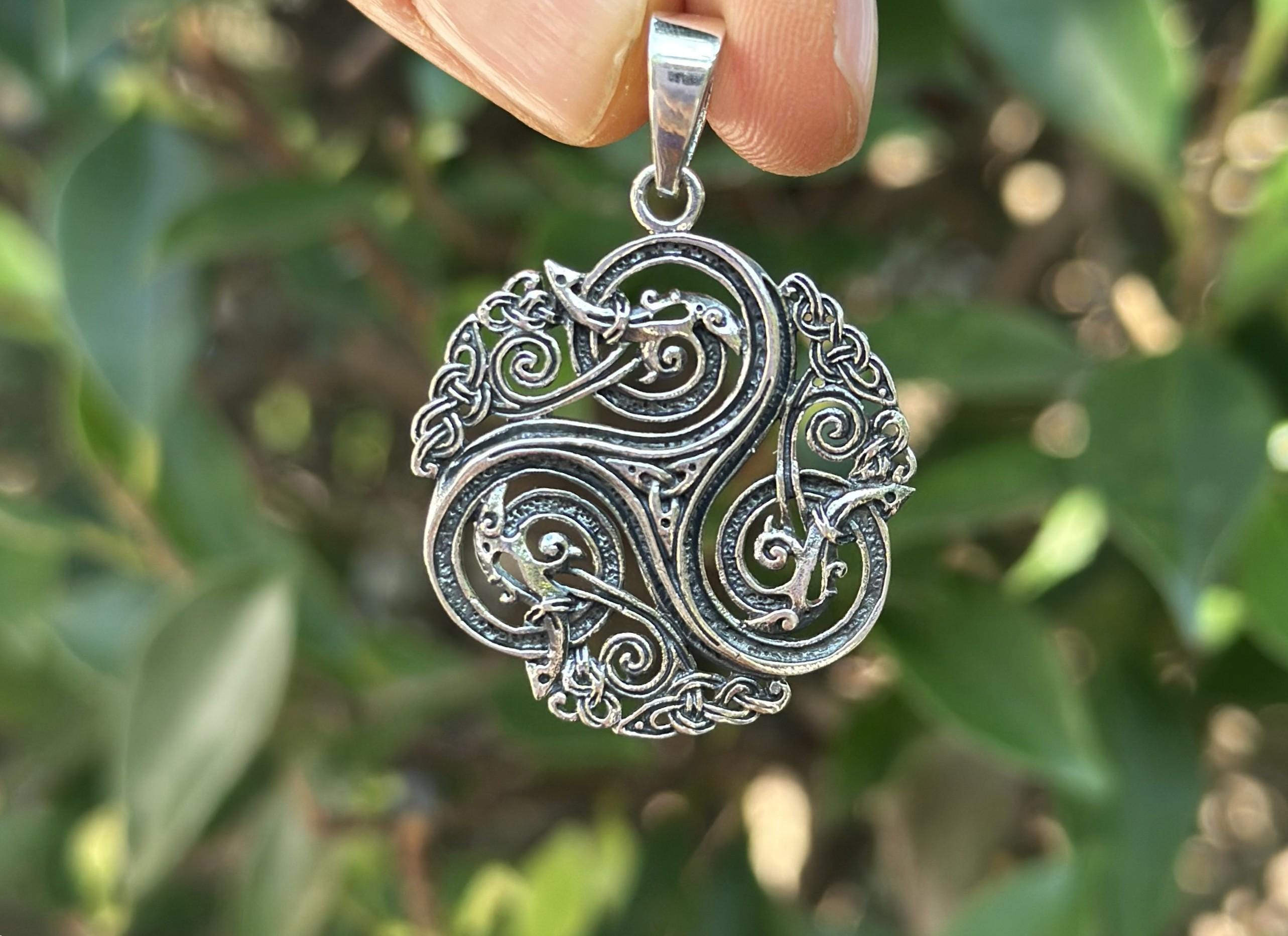 Triskele Pendant STERLING SILVER 925 Triple Spiral Trinity Knot ...
