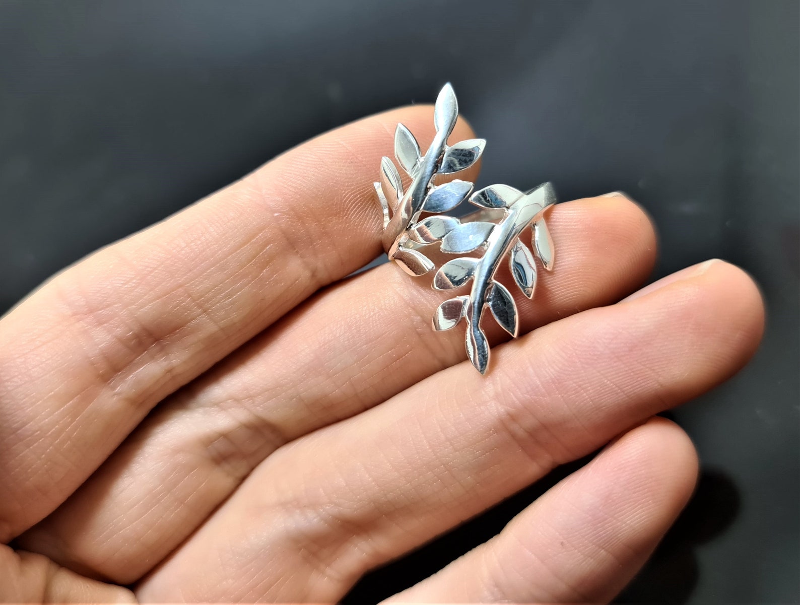 Branch Ring STERLING SILVER 925 Leaves Olive Tree Branch | Etsy