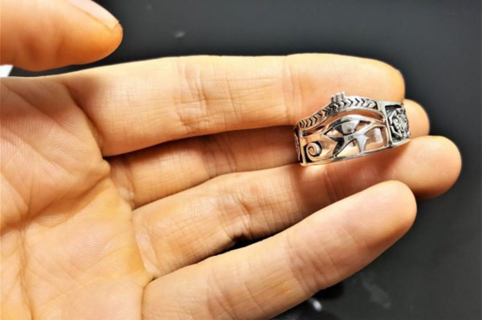 Eye of Horus Ring STERLING SILVER 925 Ancient Egyptian Symbols of Life ...
