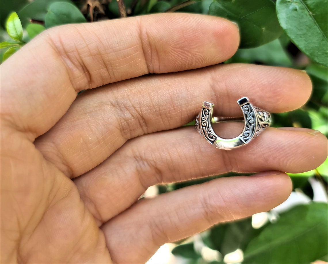 Horse Shoe Ring STERLING SILVER 925 Lucky Horseshoe Good Luck - Etsy