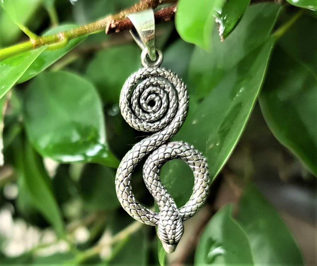 Snake Pendant 925 Sterling Silver Kundalini Swirl Occult - Etsy