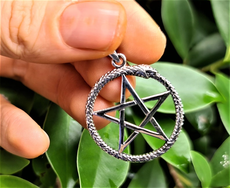 Ouroboros Pentacle Pendant 925 Sterling Silver Pentagram Star Snake ...